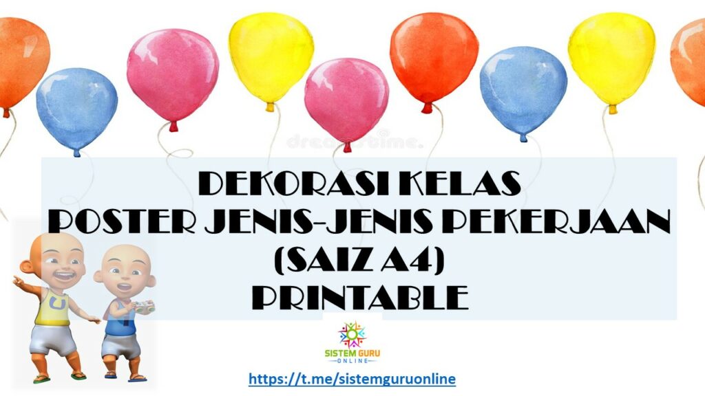DEKORASI KELAS POSTER JENIS-JENIS PEKERJAAN (SAIZ A4) PRINTABLE ...