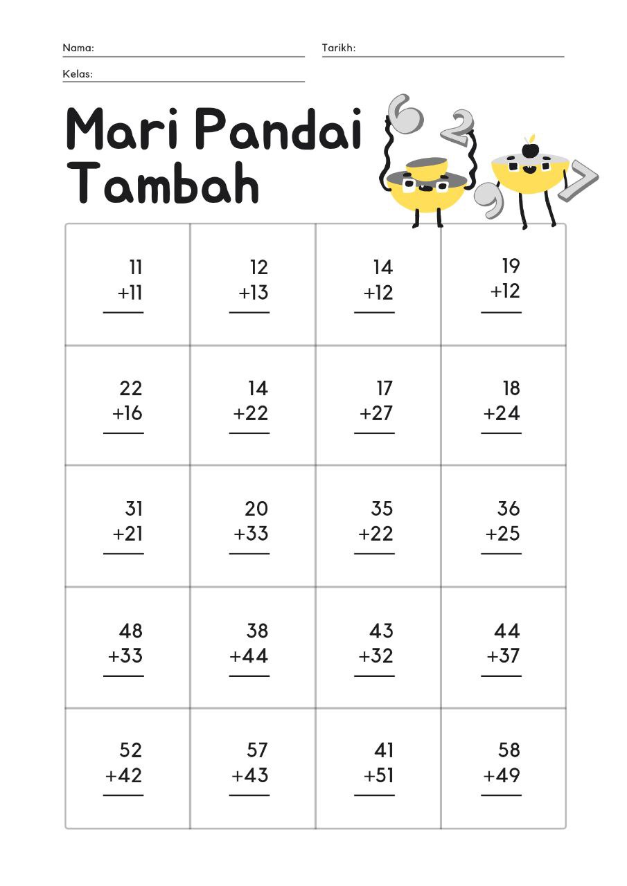Koleksi Latihan Matematik Tambah Untuk Kanak-Kanak - Pendidikan Rasmi