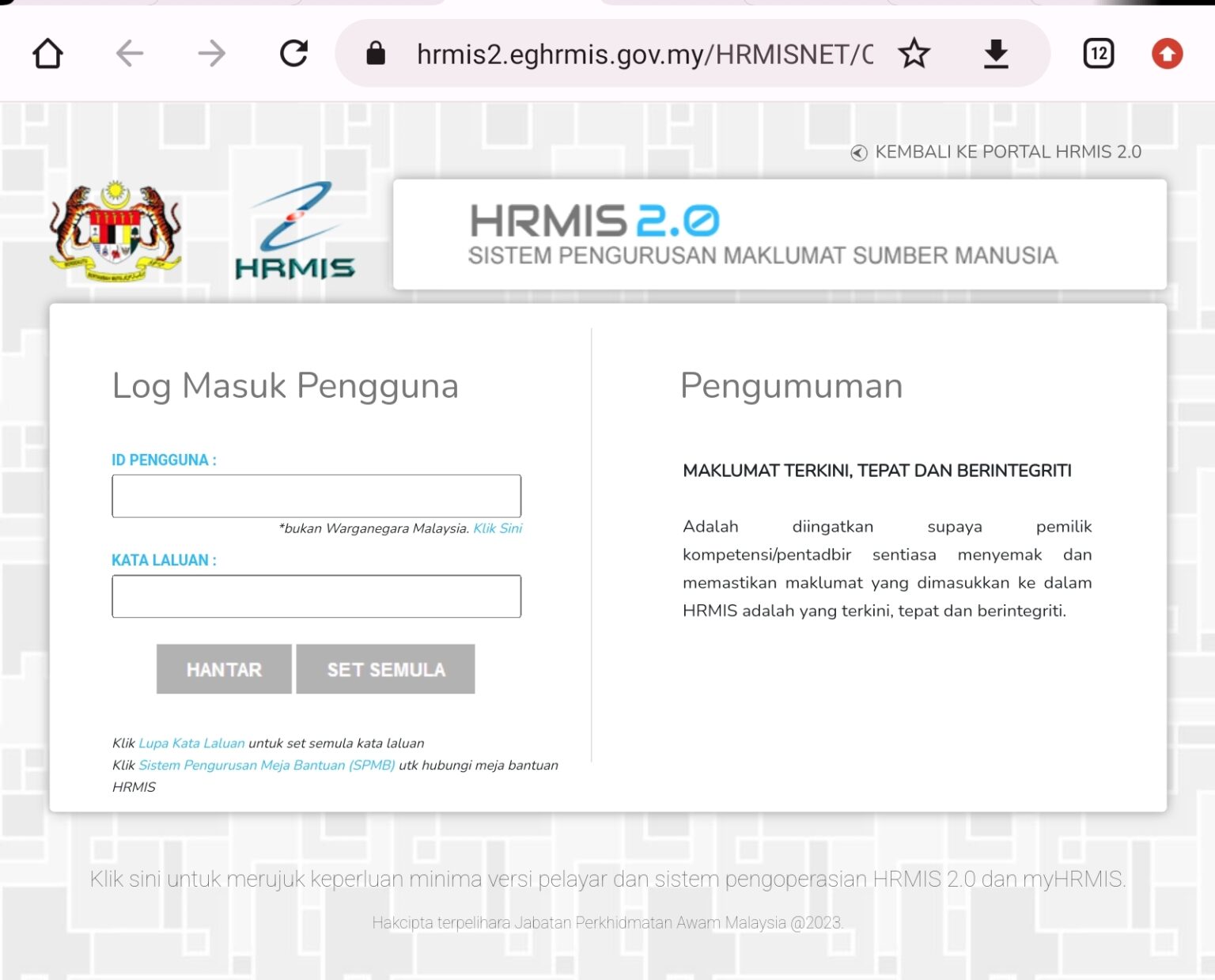 HRMIS 2.0: SISTEM PENGURUSAN MAKLUMAT SUMBER MANUSIA - Pendidikan Rasmi