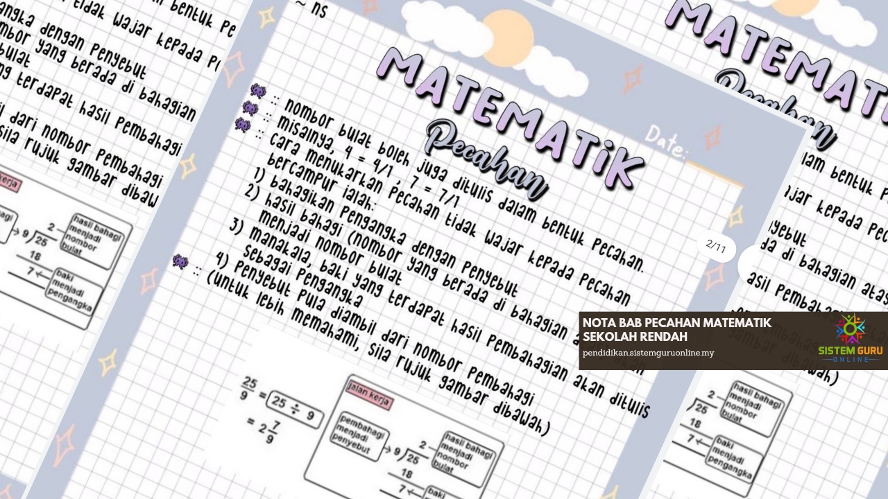 NOTA BAB PECAHAN TAHUN 6 SUBJEK MATEMATIK - Pendidikan Rasmi