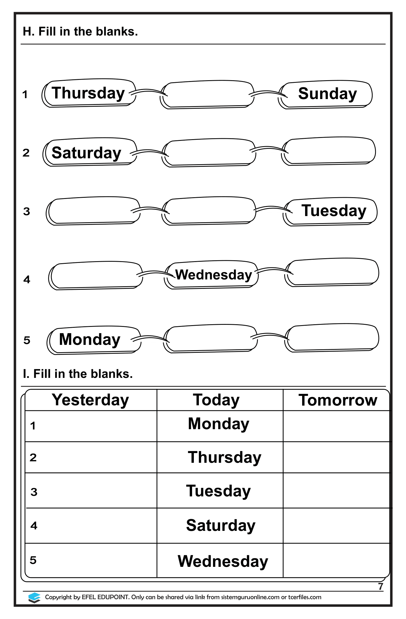 Latihan Bahasa Inggeris Tahun 1= Unit: At School, Muka Surat 7&8 ...
