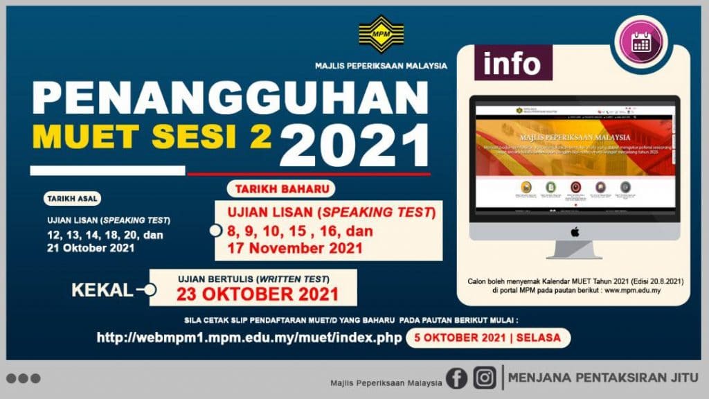 Penangguhan MUET Sesi 2 & 3 Serta Tarikh Peperiksaan Terkini ...