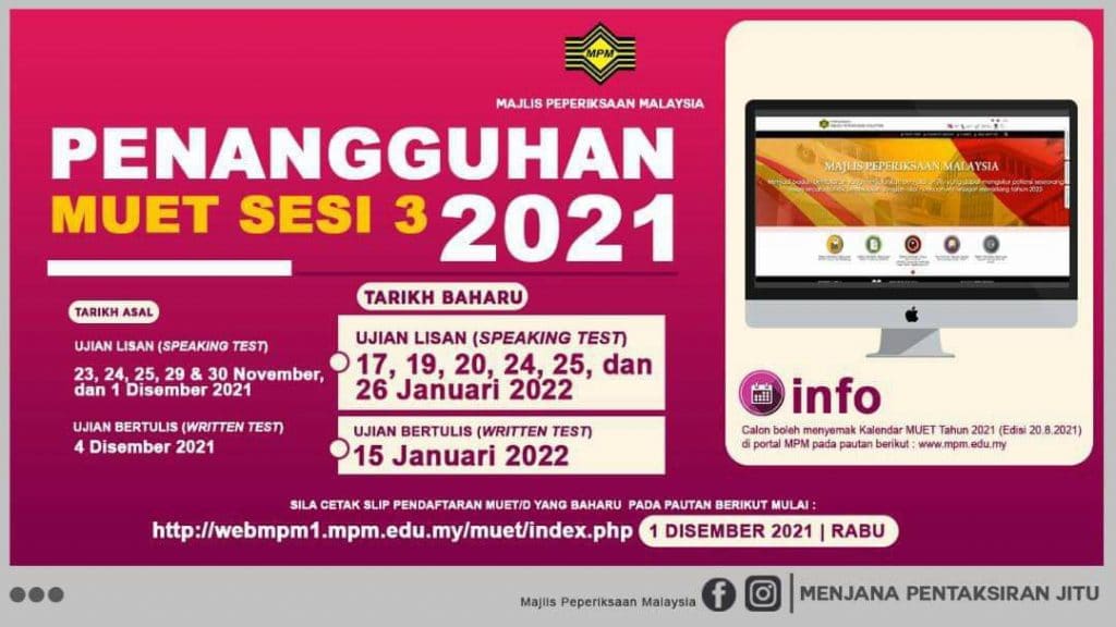 Penangguhan MUET Sesi 2 & 3 Serta Tarikh Peperiksaan Terkini - Download ...