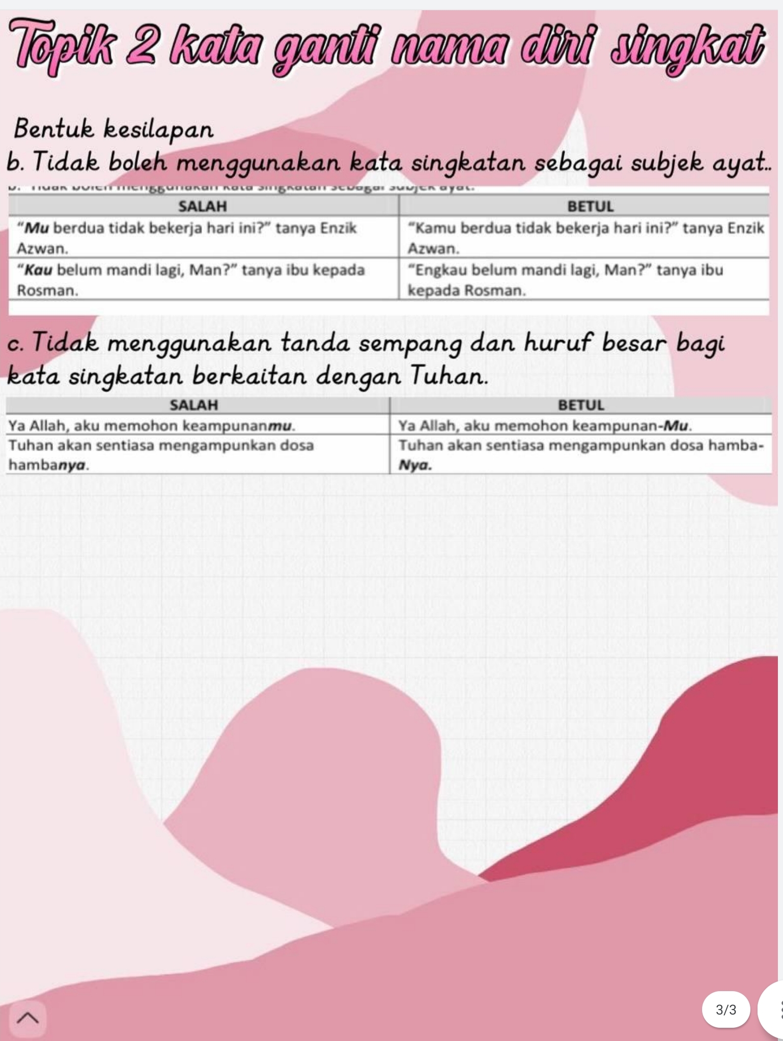 Nota Kata Ganti Nama Diri Singkat Subjek Bahasa Melayu Tahun 6 ...