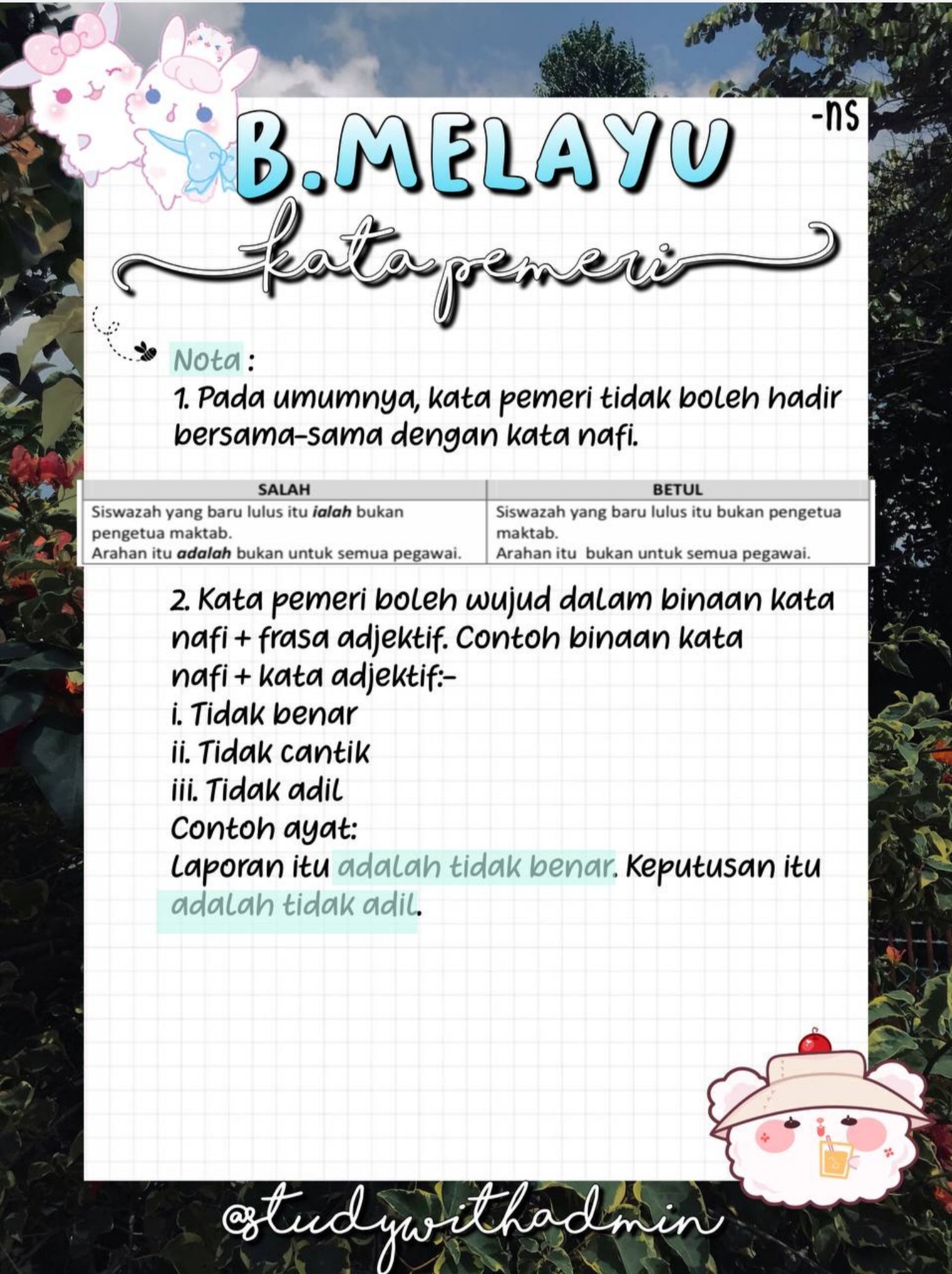 Nota Kata Pemeri Subjek Bahasa Melayu Tahun 6 - Pendidikan Rasmi