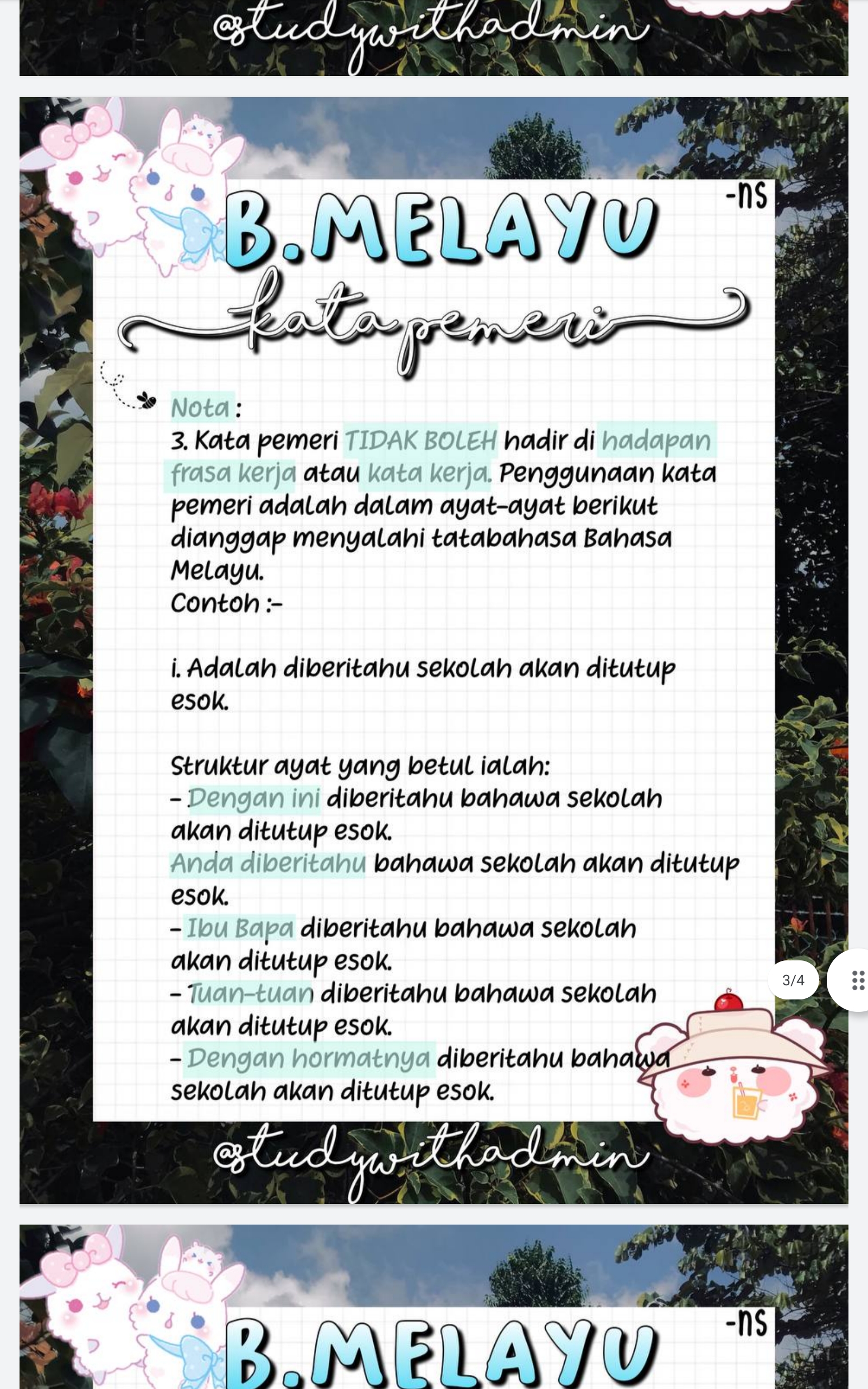 Nota Kata Pemeri Subjek Bahasa Melayu Tahun 6 - Pendidikan Rasmi