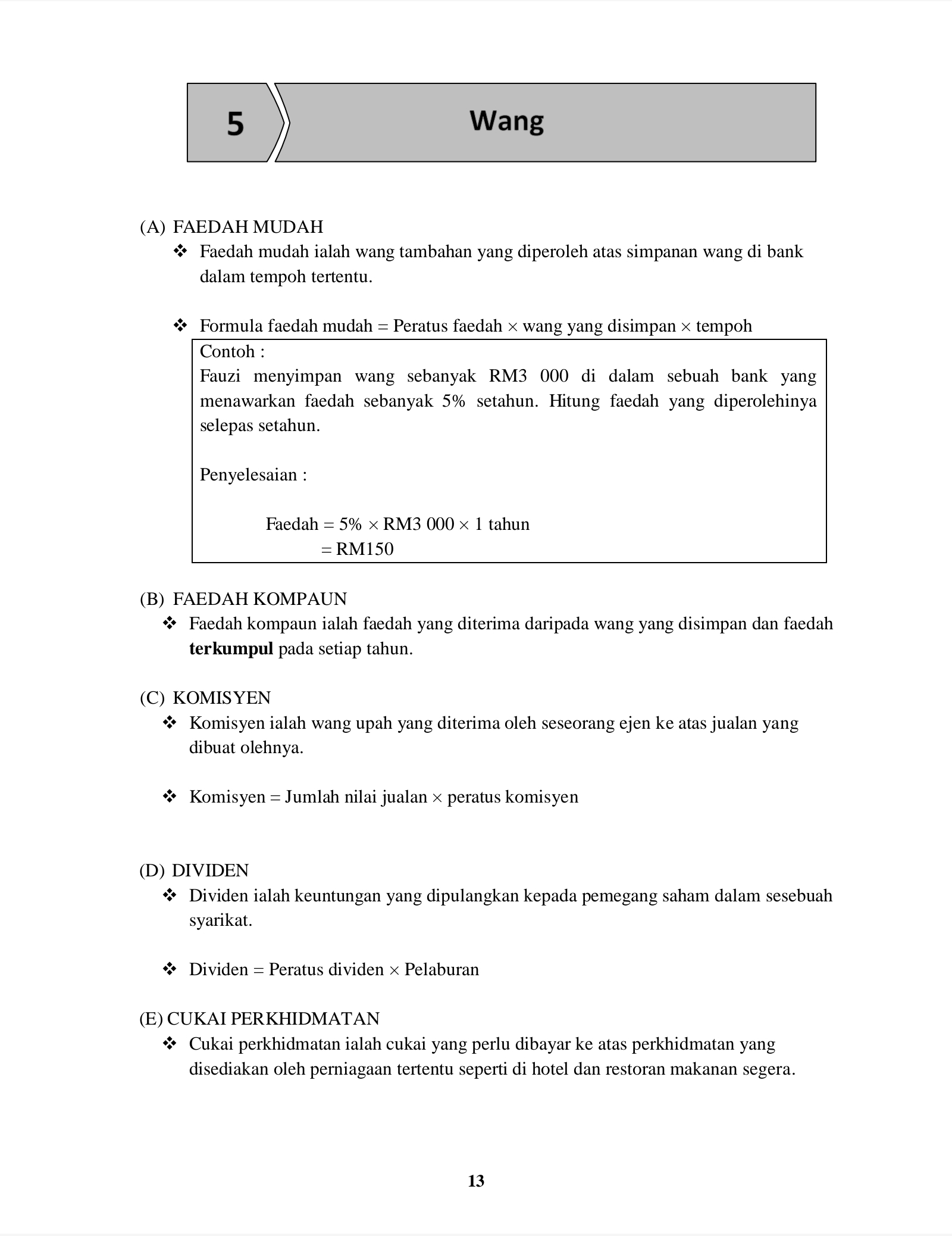 Nota Unit 5 Wang Subjek Matematik Tahun 6 - Pendidikan Rasmi