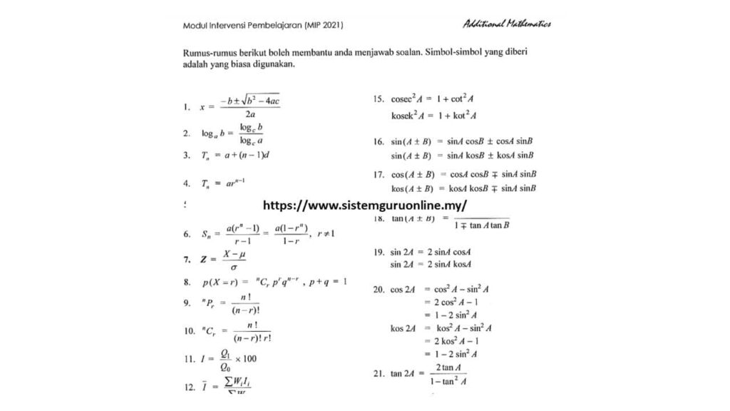 MODUL SPM KSSM 2021 (MATEMATIK TAMBAHAN) - Pendidikan Rasmi
