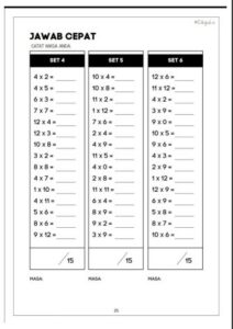 Latihan Mudah Sifir Matematik Untuk Kanak-Kanak - Pendidikan Rasmi