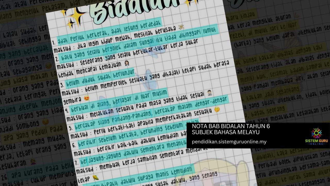 Nota Bab Bidalan Tahun 6 Subjek Bahasa Melayu - Pendidikan Rasmi