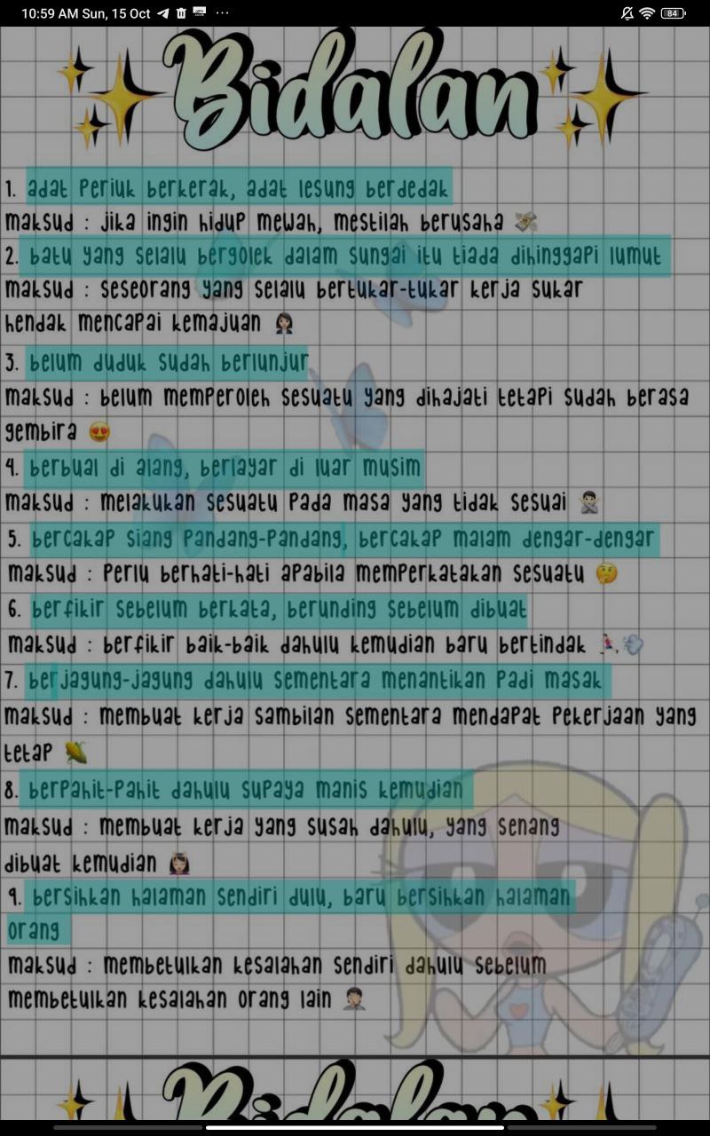 Nota Bab Bidalan Tahun 6 Subjek Bahasa Melayu - Pendidikan Rasmi