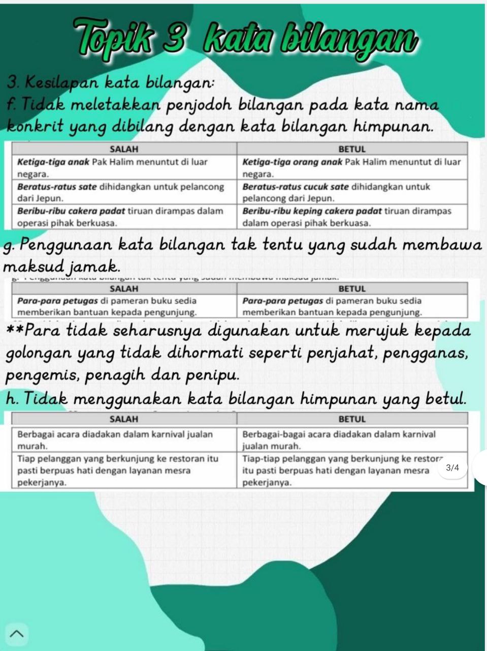 Nota Topik Kata Bilangan Subjek Bahasa Melayu Tahun 6 - Pendidikan Rasmi