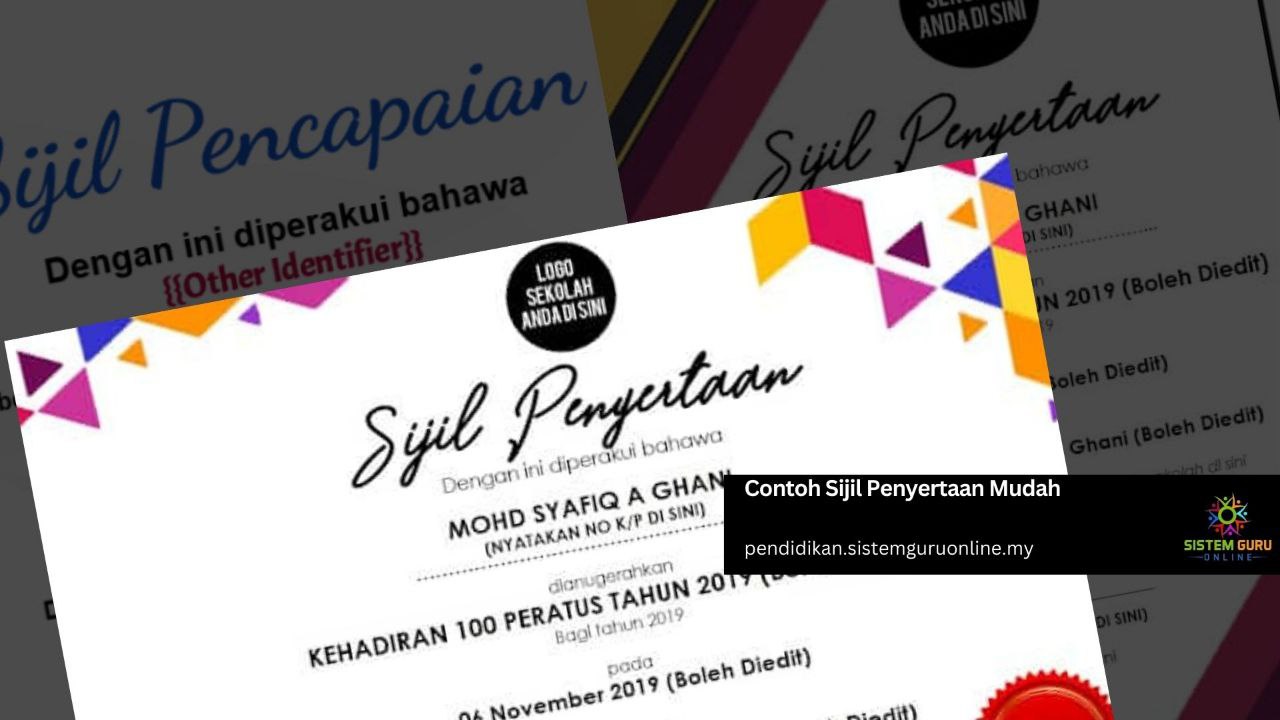 Contoh Sijil Penyertaan Mudah - Pendidikan Rasmi