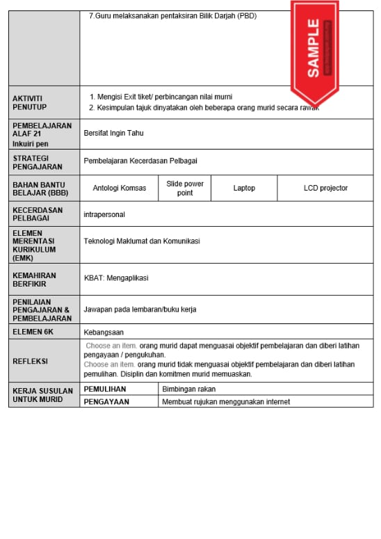 Download RPH 2022 Subjek Bahasa Melayu Tingkatan 2 - Download RPH RPT ...