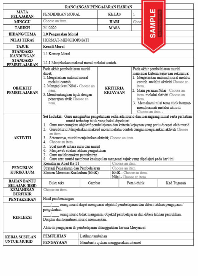 Download RPH Pendidikan Moral Tingkatan 1 Khas Untuk Guru - Pendidikan ...