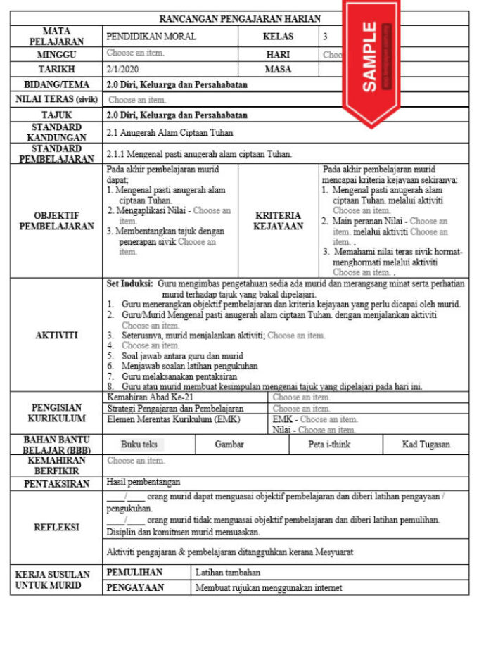Dapatkan PDF RPH Pendidikan Moral Tingkatan 3 Untuk Guru - Pendidikan Rasmi