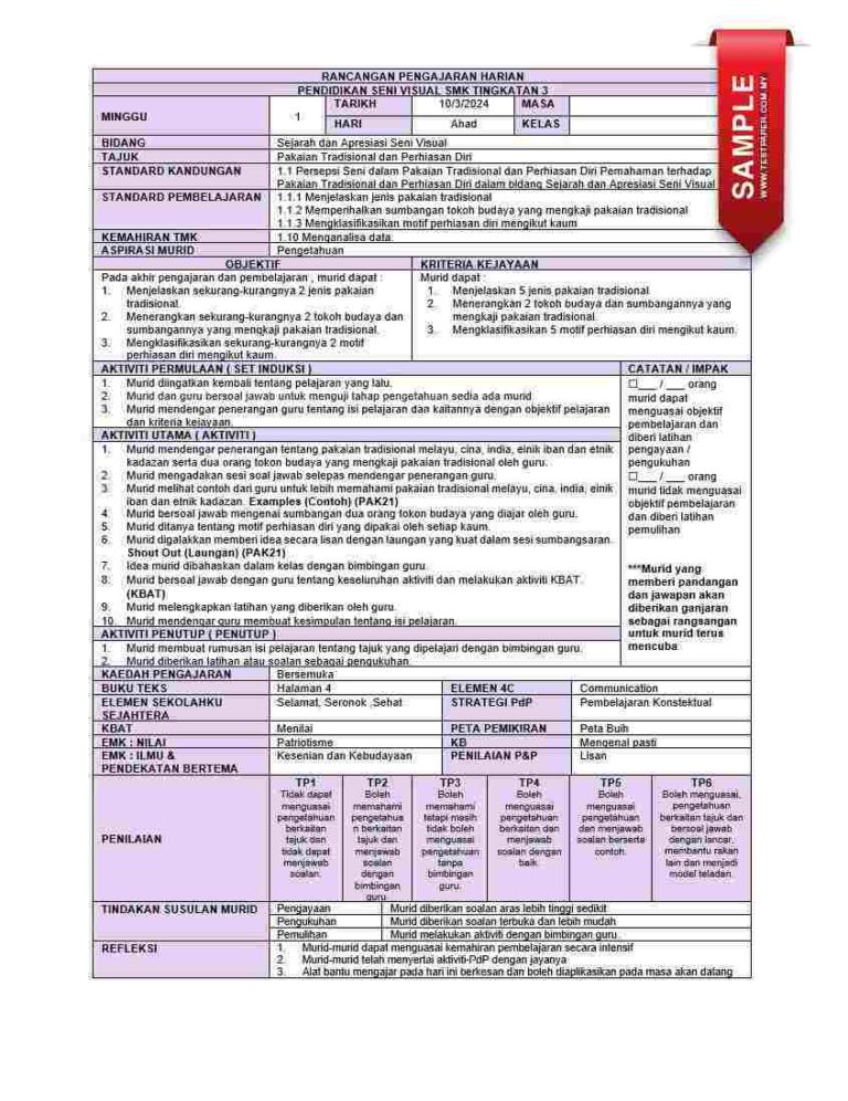 Full Bahan RPH Pendidikan Seni Visual Tingkatan 3 Download - Pendidikan Rasmi