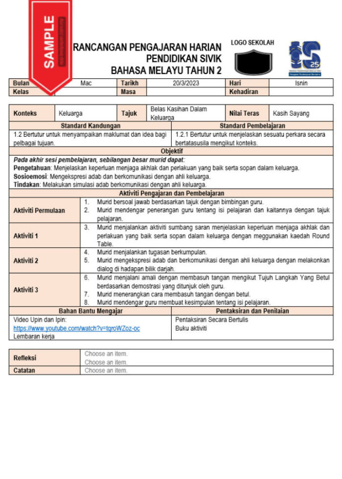 Muat Turun RPH Bahasa Melayu Tahun 2 Terkini - Pendidikan Rasmi