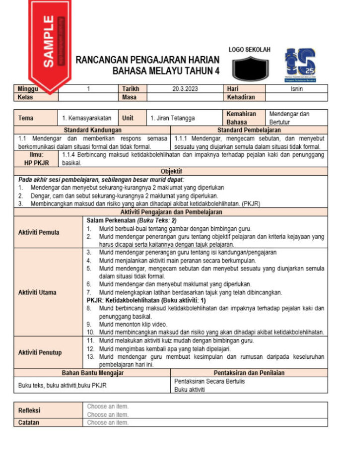 RPH Bahasa Melayu Tahun 4 Updated KPM - Pendidikan Rasmi