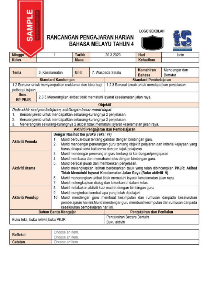 RPH Bahasa Melayu Tahun 4 Updated KPM - Pendidikan Rasmi