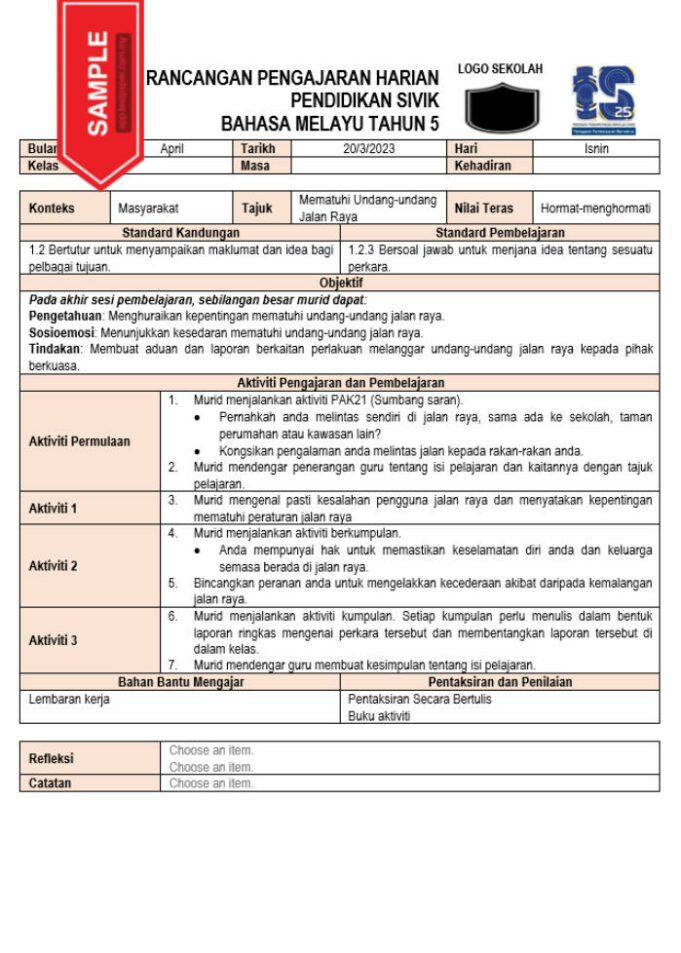 Senarai RPH Bahasa Melayu Tahun 5 Paling Lengkap - Pendidikan Rasmi
