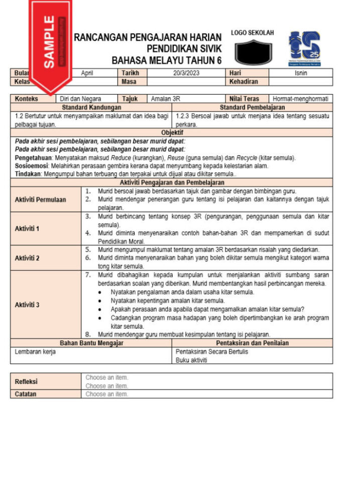 Senarai RPH Bahasa Melayu Tahun 6 Paling Baru - Pendidikan Rasmi