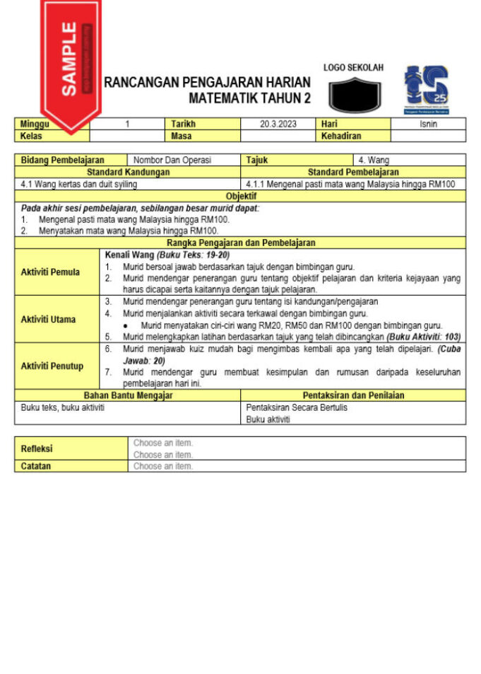 Perkongsian RPH Matematik Tahun 2 Lengkap Setahun - Pendidikan Rasmi