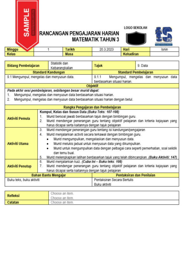 Muat Turun RPH Matematik Tahun 3 Link Premium - Pendidikan Rasmi