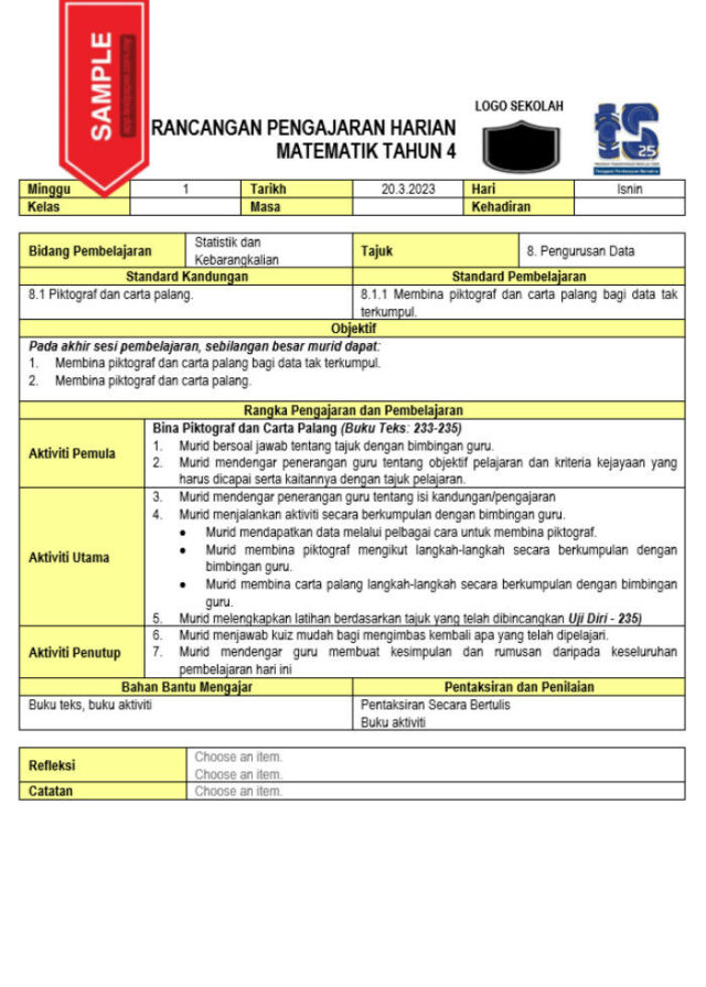 Dapatkan RPH Matematik Tahun 4 Setahun - Pendidikan Rasmi