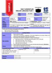 Download RPH Bahasa Inggeris Tahun 1 Disini - Pendidikan Rasmi