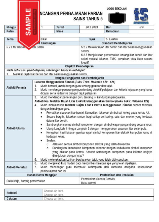 Grab RPH Sains Tahun 5 Untuk Setahun - Pendidikan Rasmi