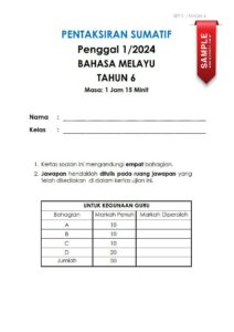 Muat Turun Soalan Ujian Sumatif Bahasa Melayu Tahun 6 Penggal 1 Terbaru - Pendidikan Rasmi
