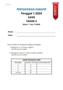 Download Contoh Soalan Ujian Sumatif Sains Tahun 5 Penggal 1 - Pendidikan Rasmi