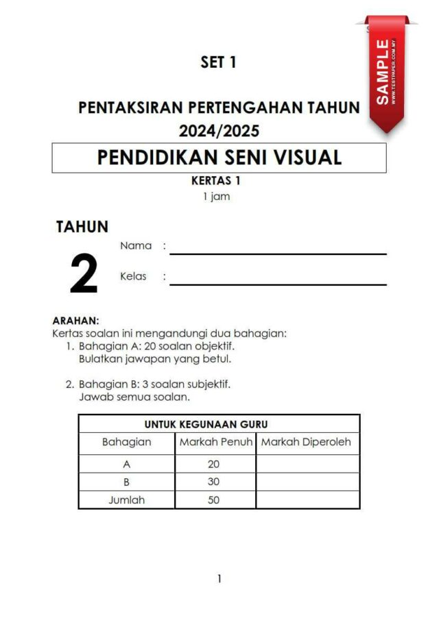 Bahan Ujian Pertengahan Tahun PSV Tahun 2 PDF Sekolah Rendah ...