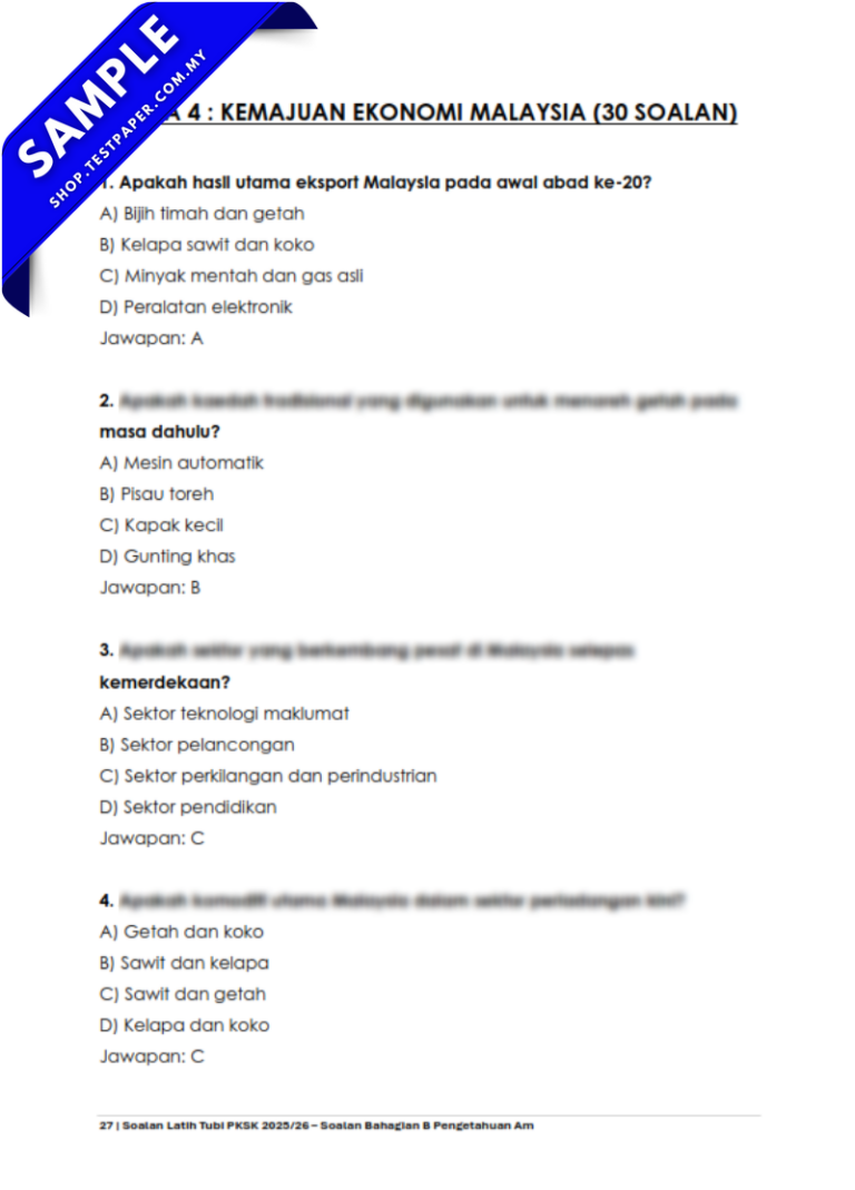 Nota Dan Soalan PKSK Pengetahuan Am Bagi Tahun 6 Dan Tingkatan 3 ...